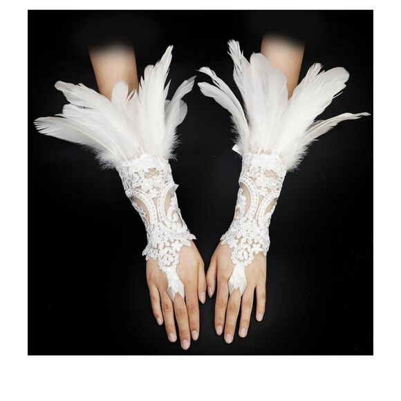 HOMELEX | Accessories | New White Lace Gloves Elegant Long Satin Bridal ...